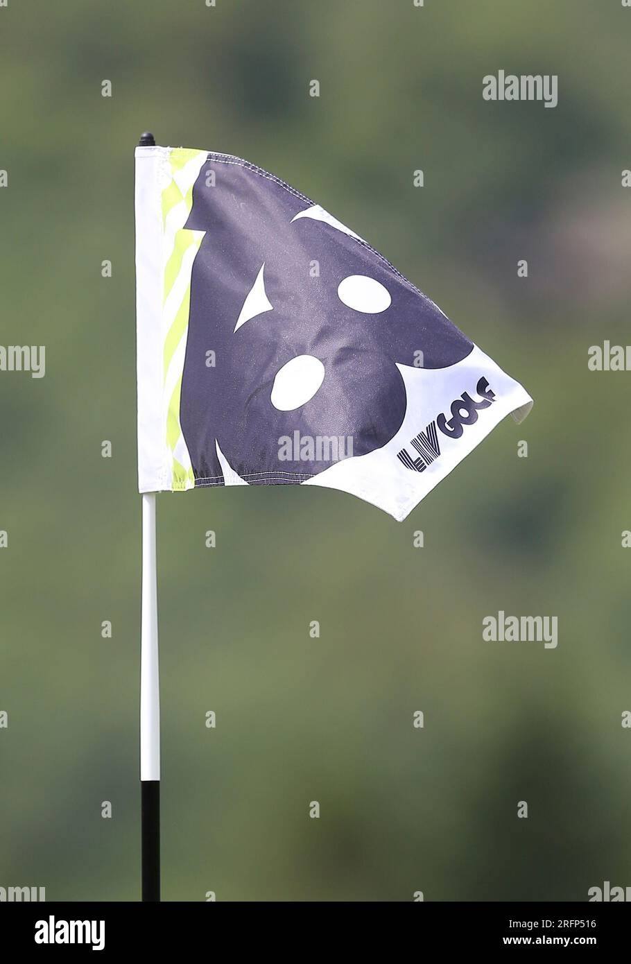WHITE SULPHUR SPRINGS, WV - AUGUST 04: LIV Golf flag from the 18th ...
