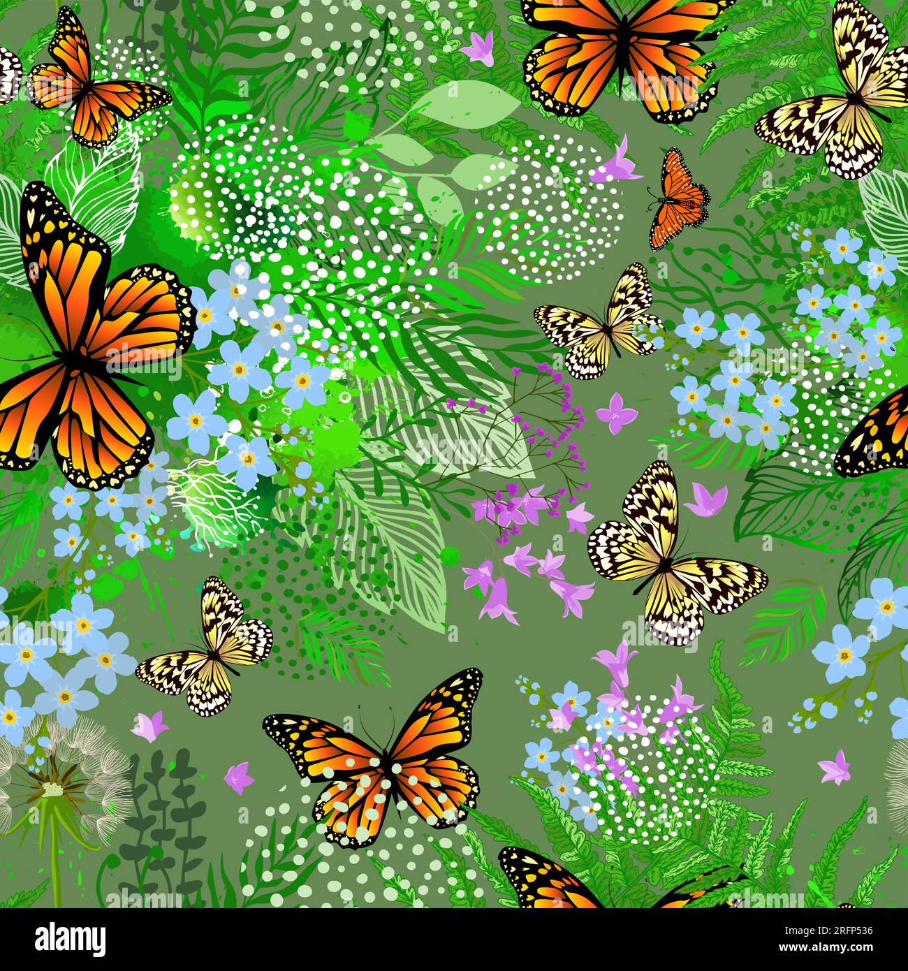 Wildflower Watercolor, Seamless Pattern, Garden Flowers, Floral, Boho ...