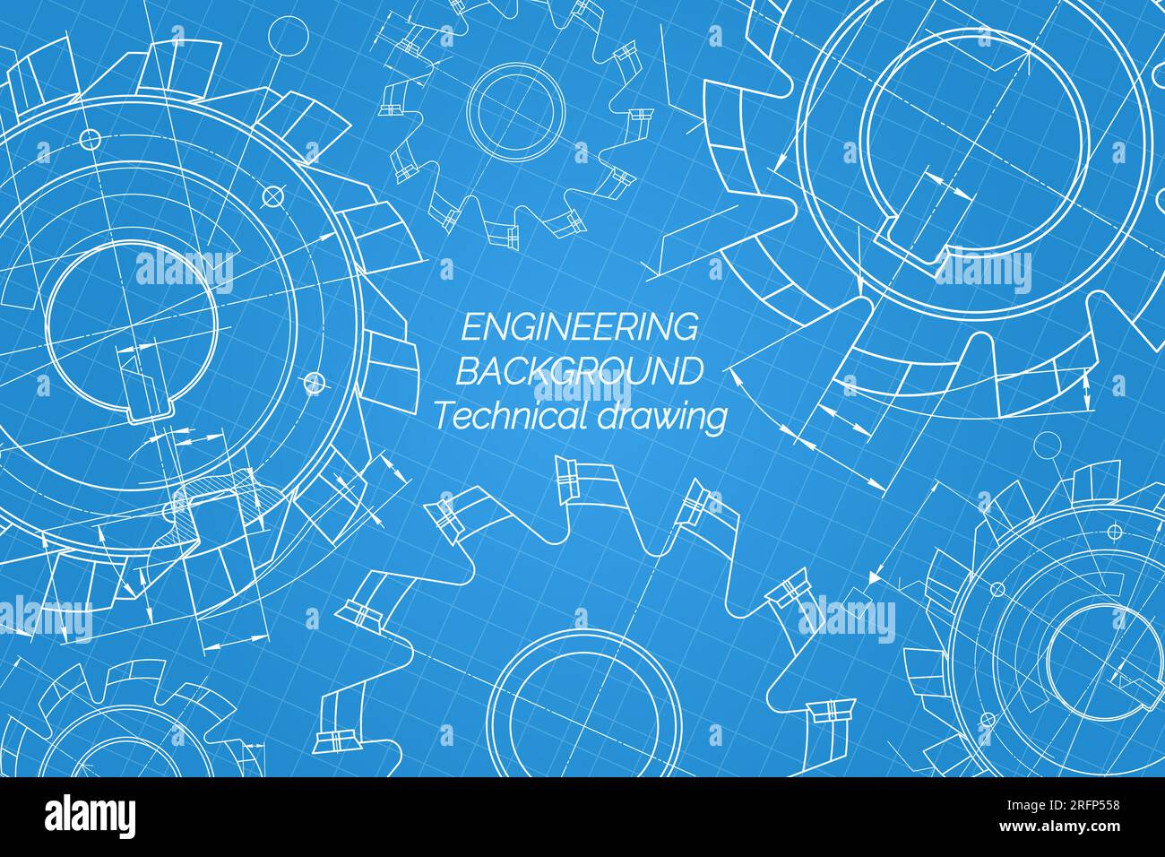 Mechanical engineering drawings on blue background. Cutting tools ...