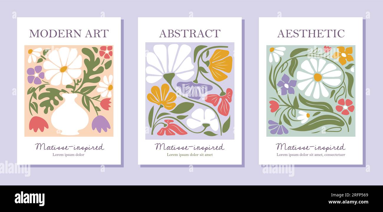 Set of abstract posters with flowers vector concept Stock Vector Image ...