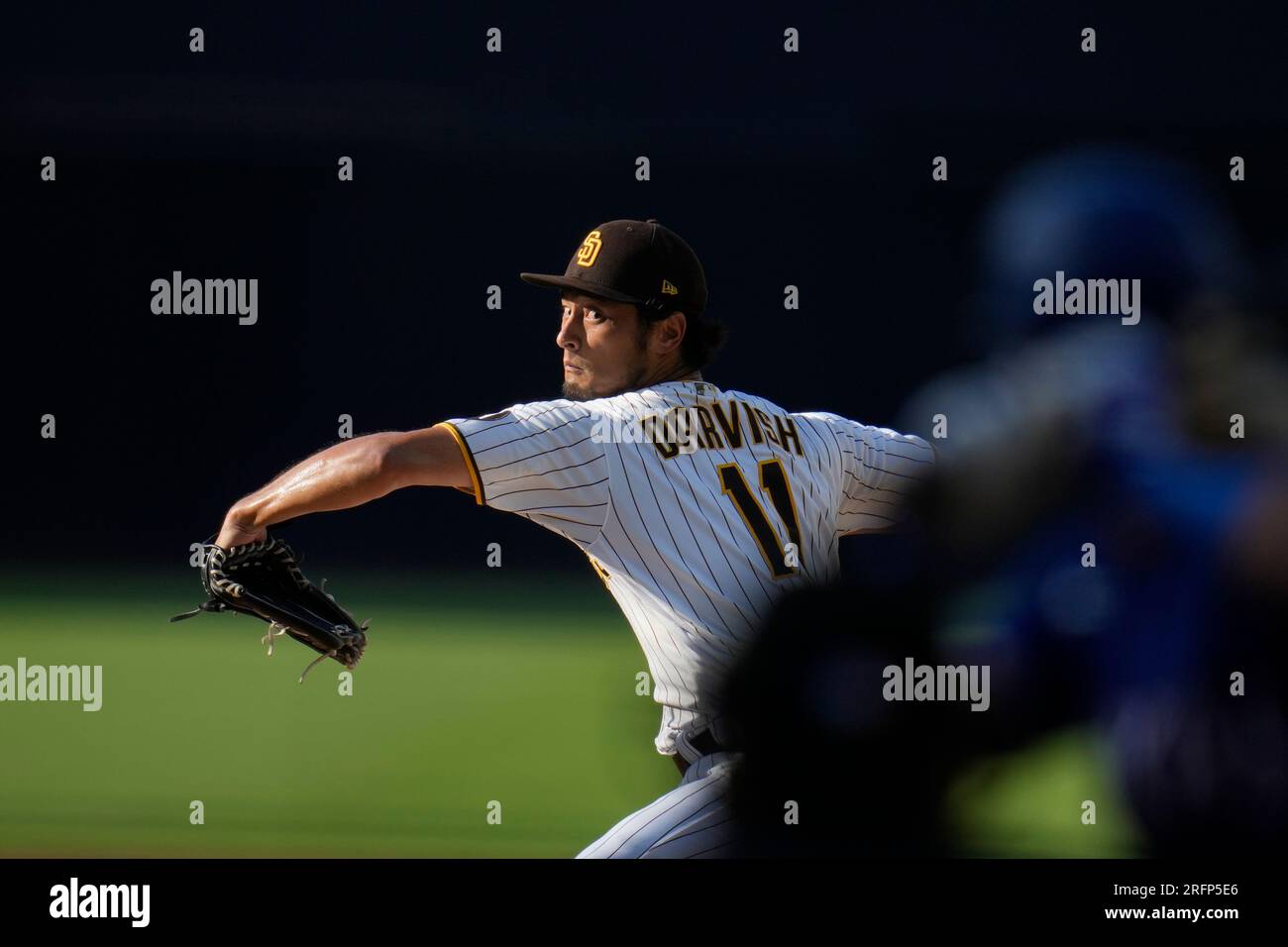 San Diego Padres starting pitcher Yu Darvish works against a Texas ...