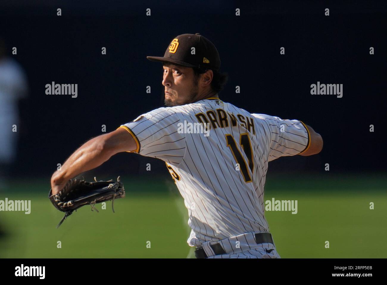 San Diego Padres starting pitcher Yu Darvish works against a Texas ...