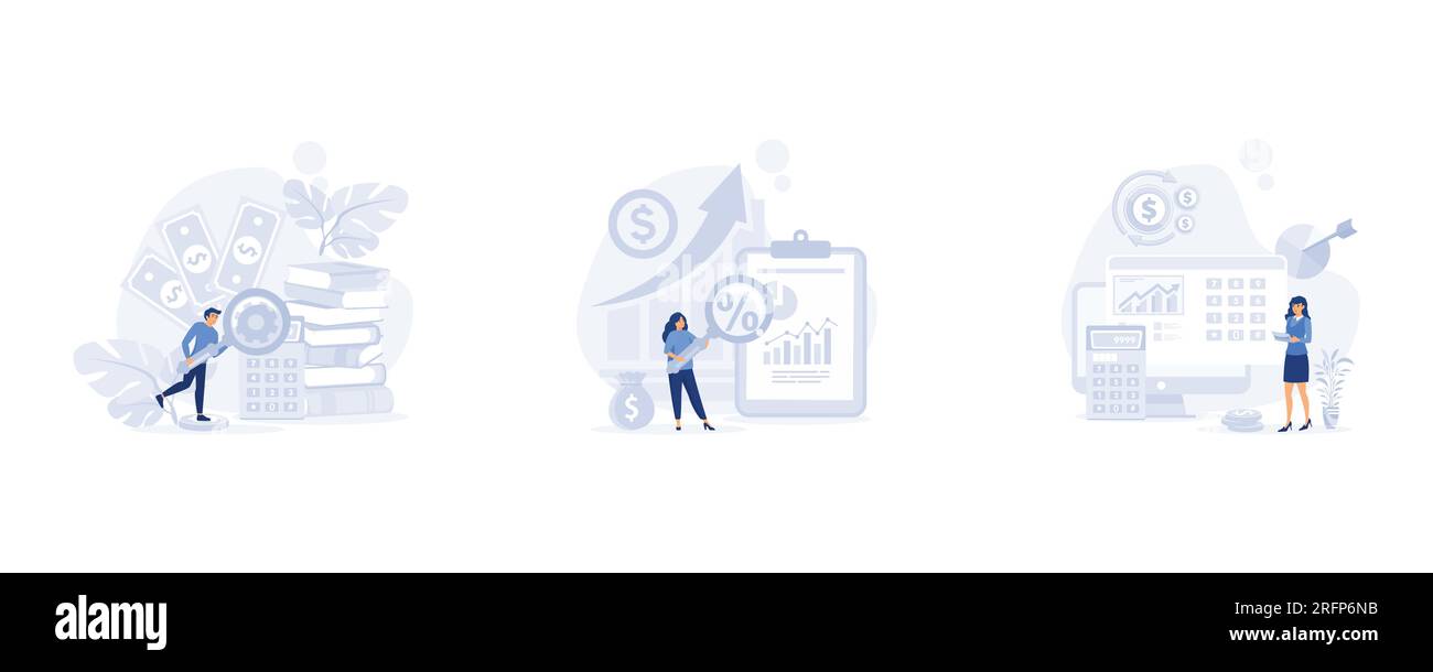 Business process, documents workflow and accounting. Man looking ...