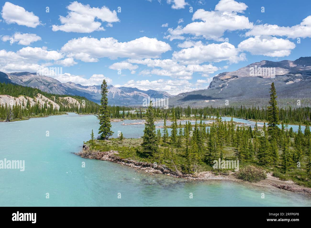 The North Saskatchewan River flowing through Banff National Park near ...