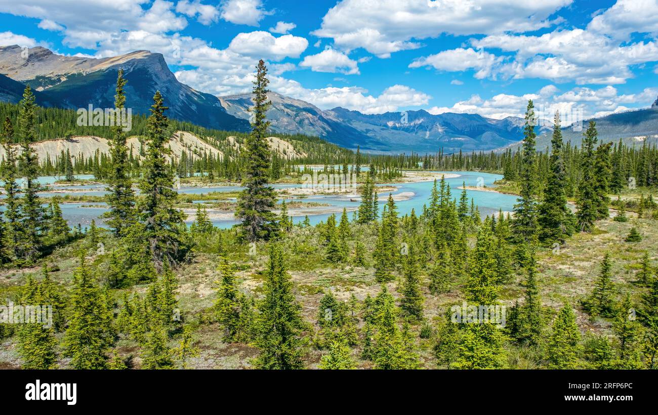 The North Saskatchewan River flowing through Banff National Park near ...