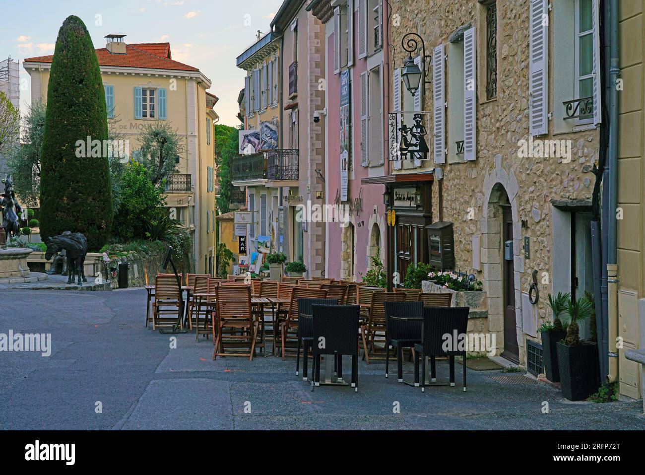 MOUGINS, FRANCE -17 APR 2023- View of the historic town of Mougins ...