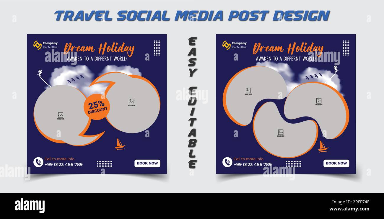Travel and tourism social media post banner Design Template, traveling ...