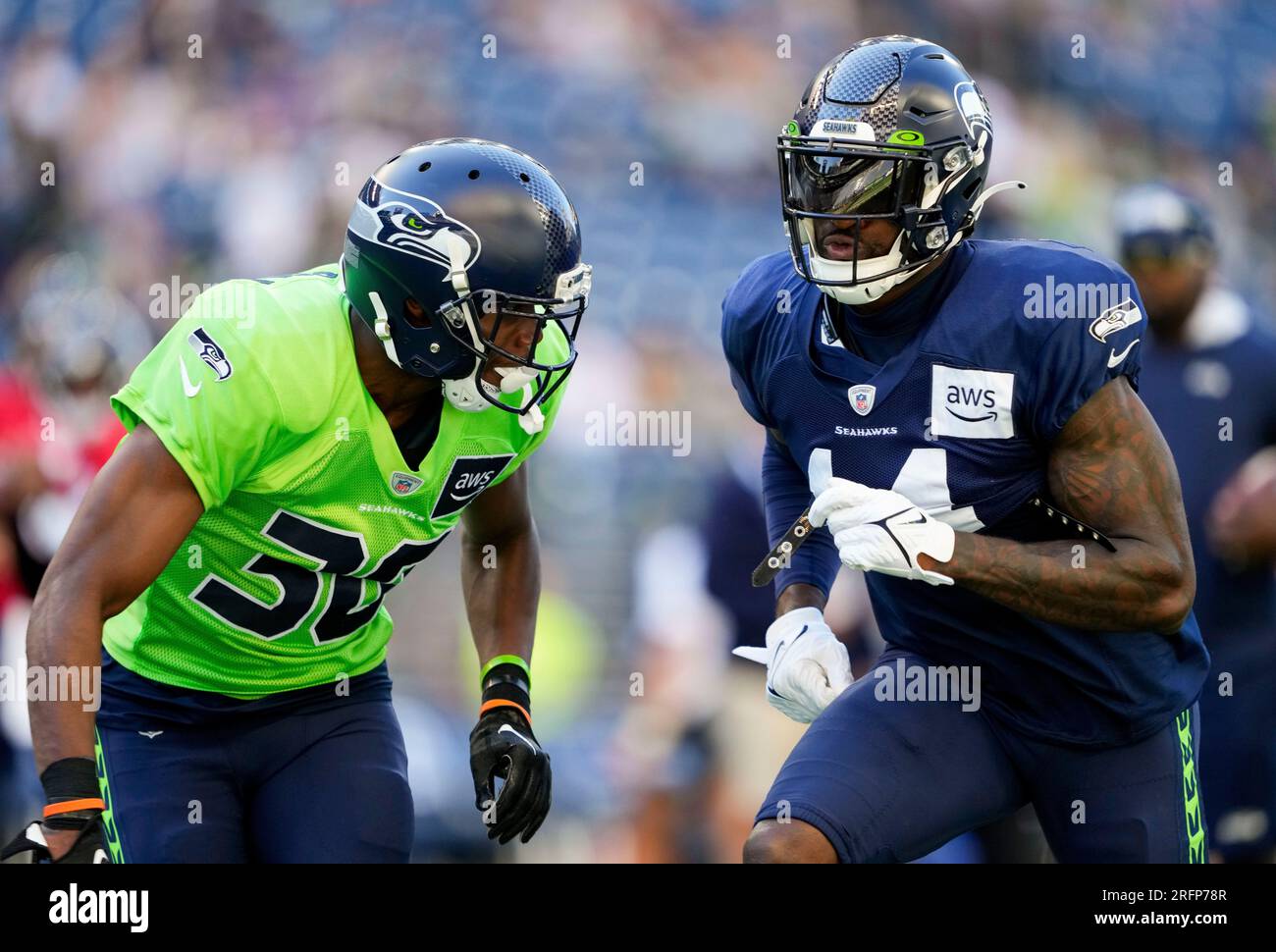 Seattle Seahawks cornerback Michael Jackson, left, defends against wide ...