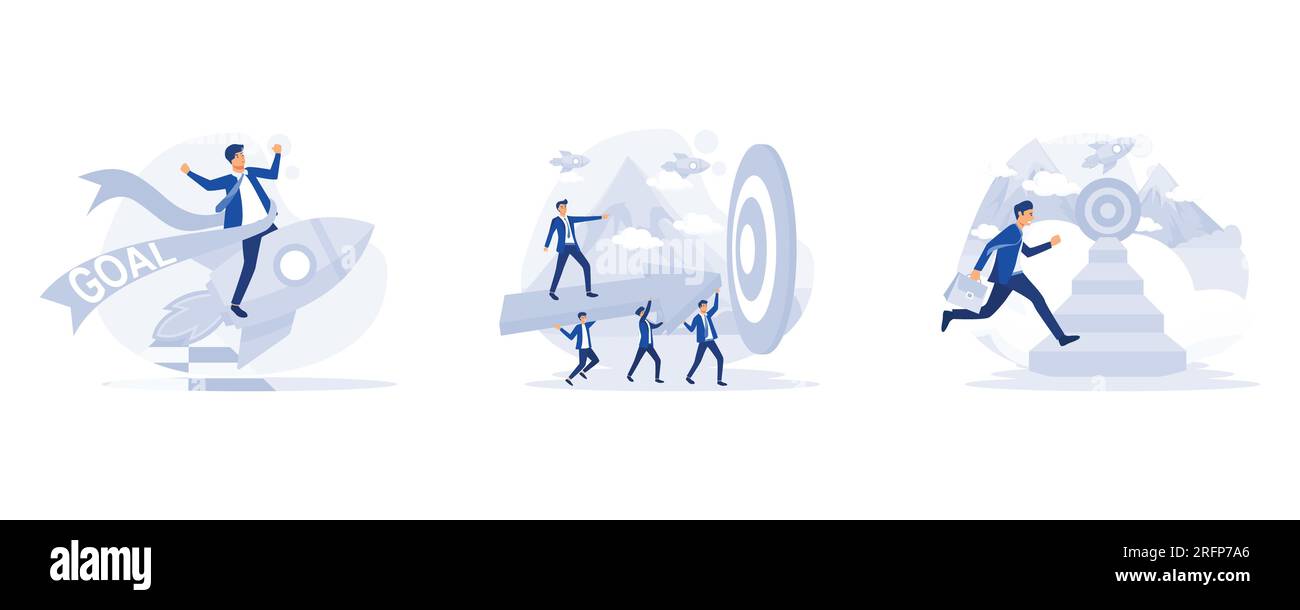 business concept, businessman breaking target archery to Successful ...