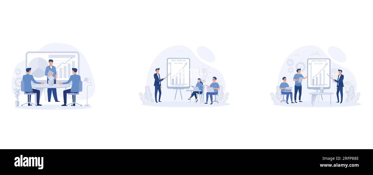 business workflow concept, teamwork having a meeting, business presentation. digital workspace ...