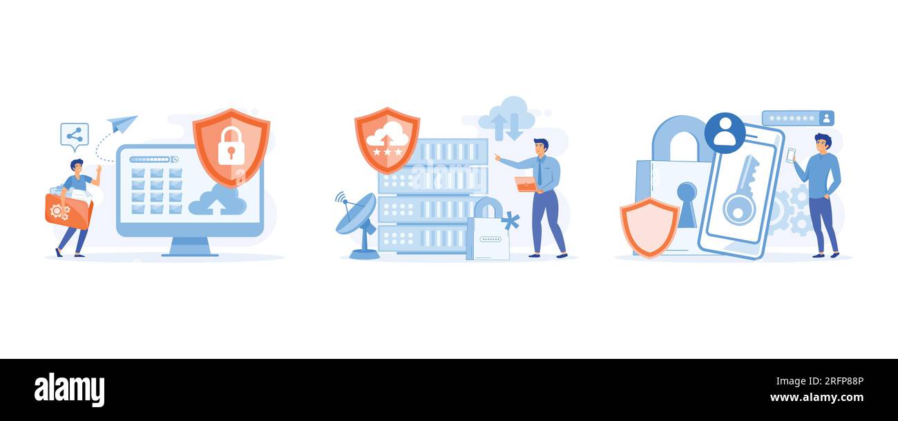 server Security and Data Protection Concept. Online Payment Security, Cloud Shared Documents ...