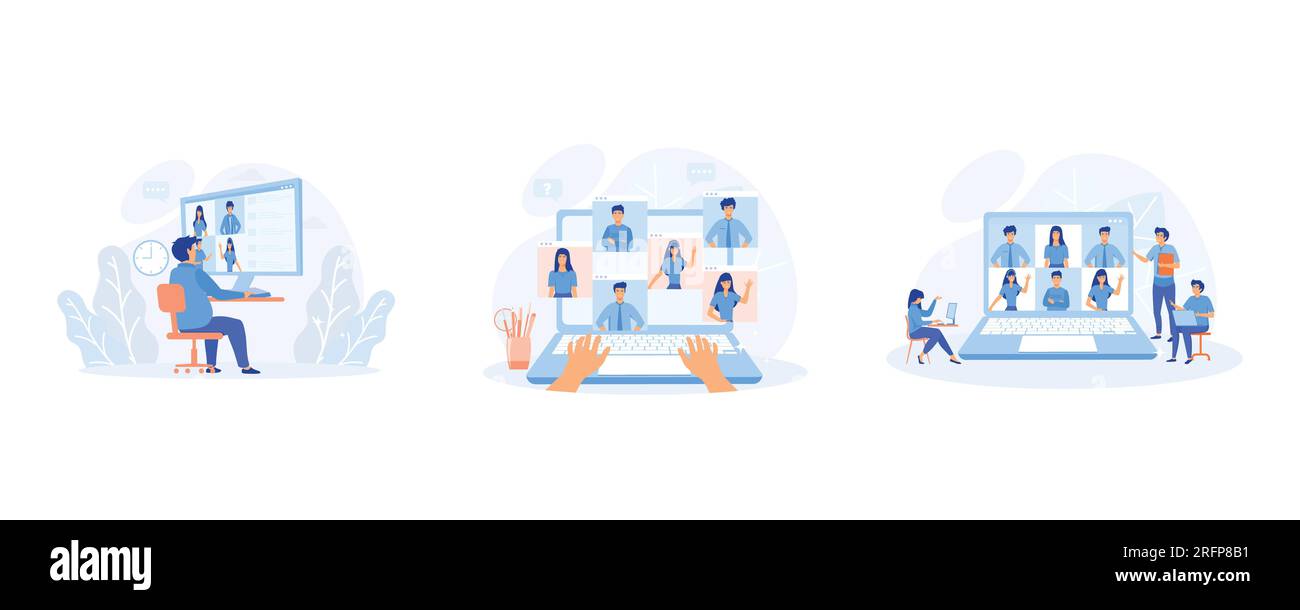 remote work, technology concept, Online Discussion and Video Conference ...