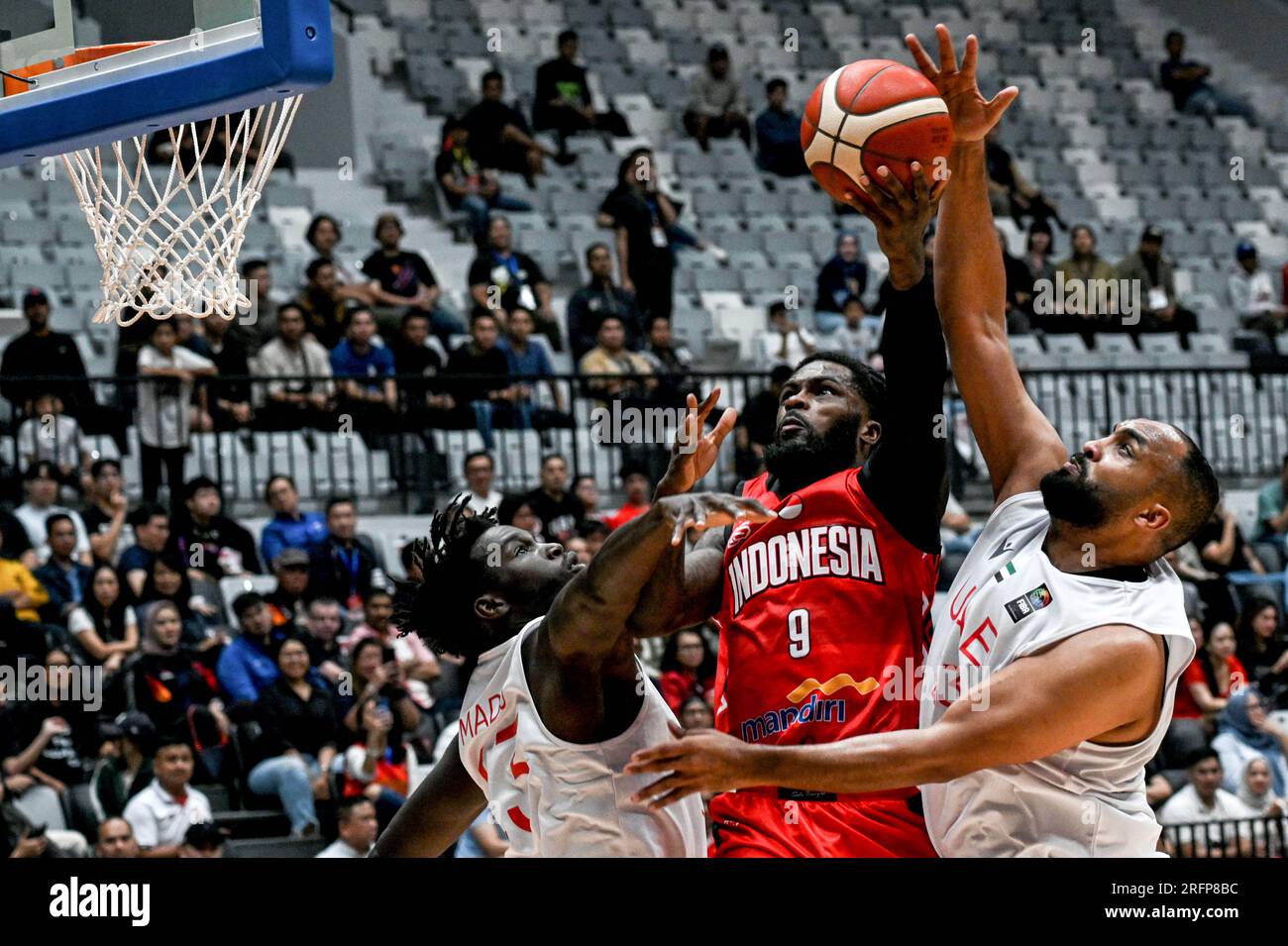 Jakarta. 4th Aug, 2023. Jerome Anthony Beane Jr (C) of Indonesia goes ...