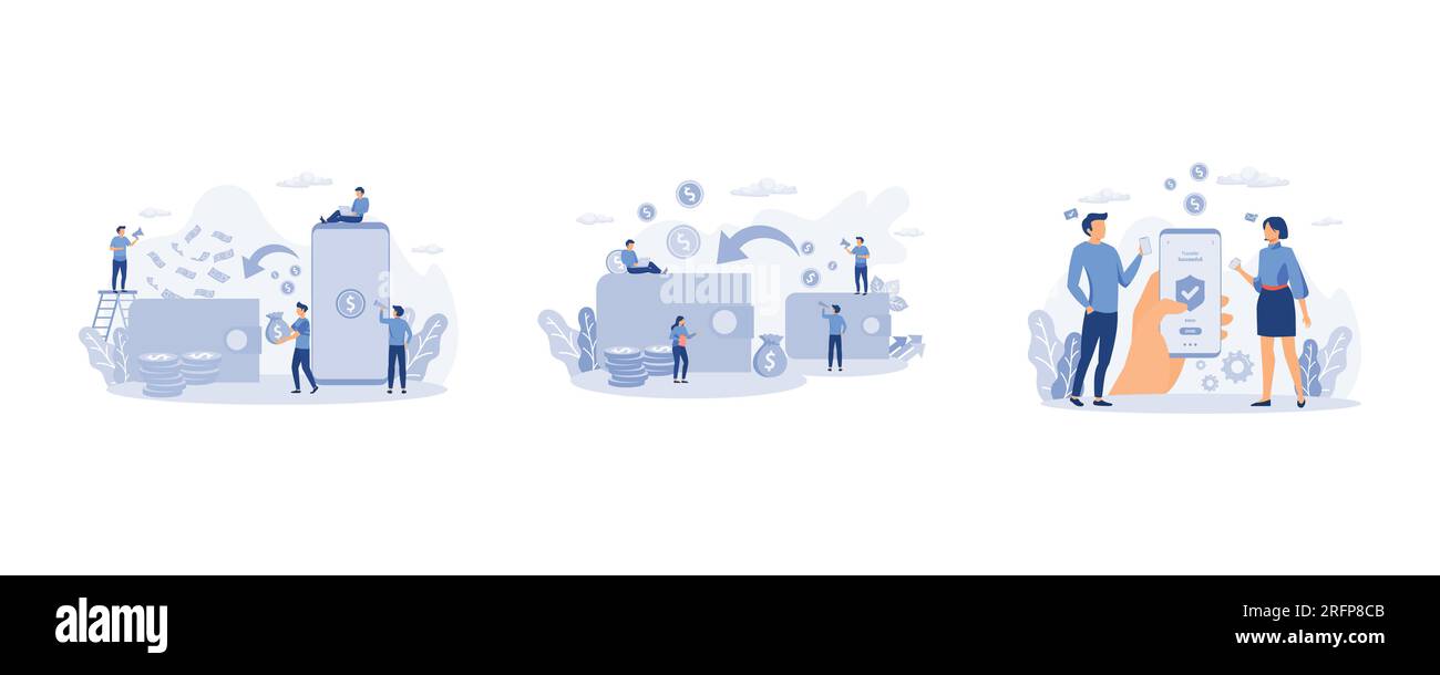 Financial transactions, non-cash payment transactions, money transfer ...