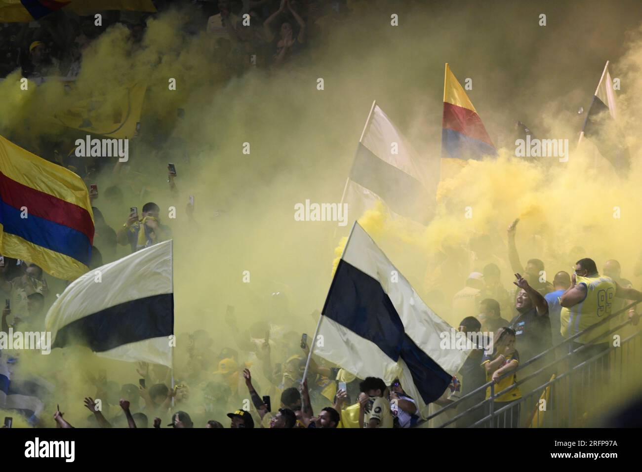 Club America fans celebrate during the final minutes of a Leagues Cup ...