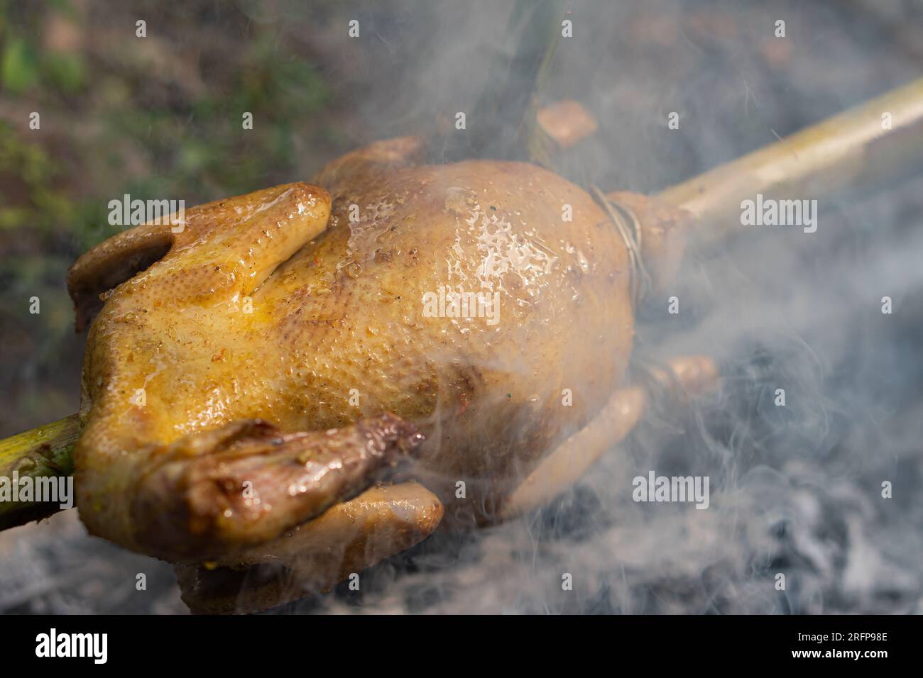 Chicken grill barbecue over hot hi-res stock photography and images - Alamy