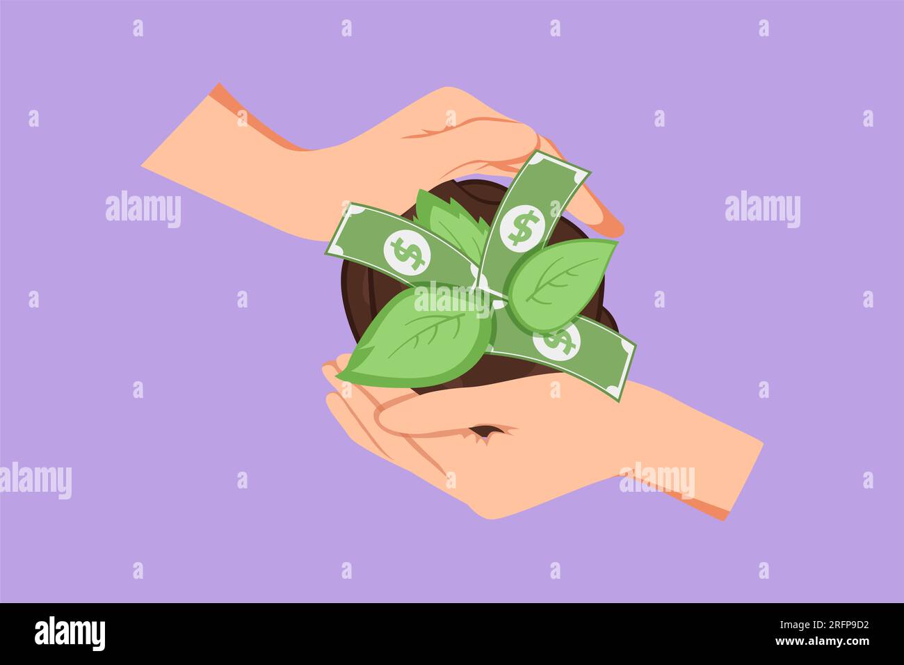 Character flat drawing ecology sapling money tree growing up and ...