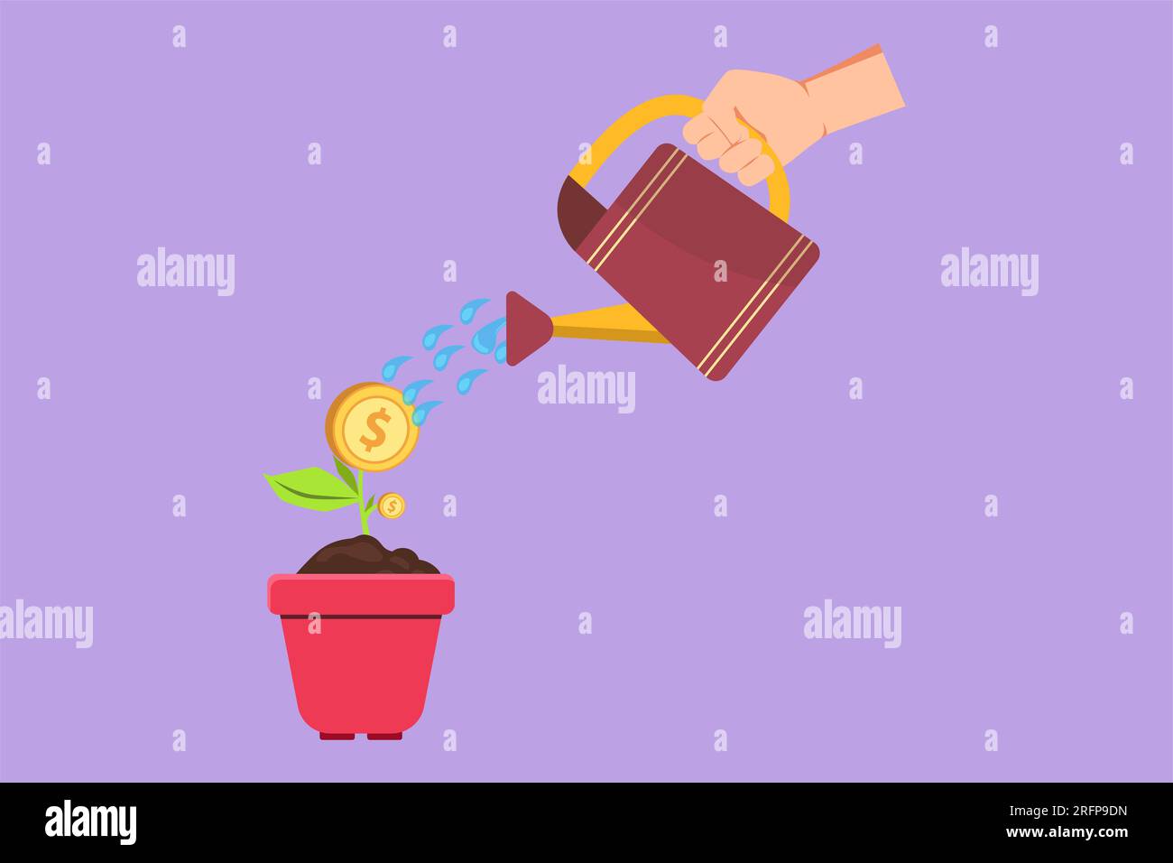Money watering can character hi-res stock photography and images - Alamy