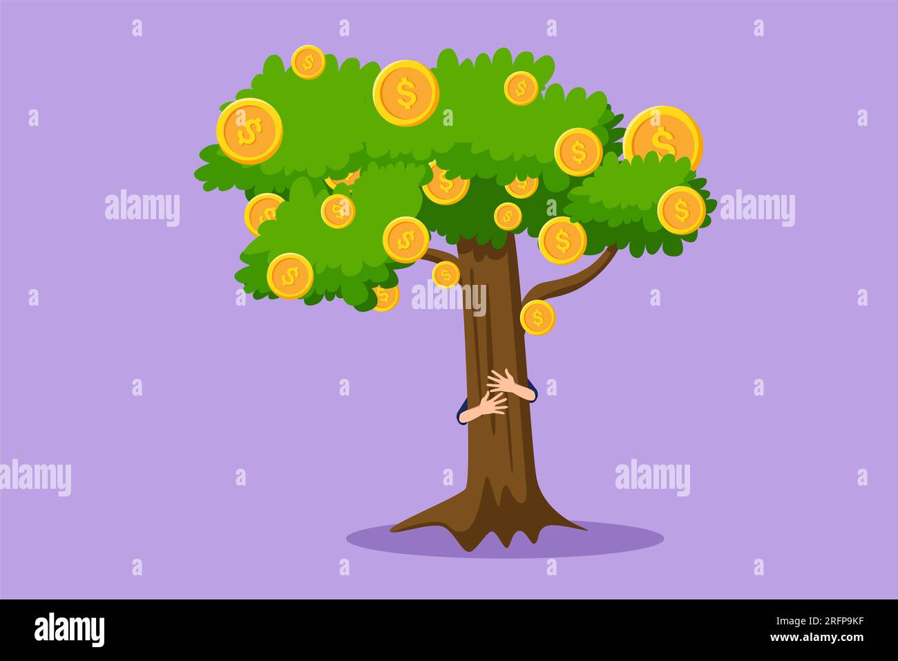 Cartoon flat style drawing tree shaped in dollar sign, logo, icon ...