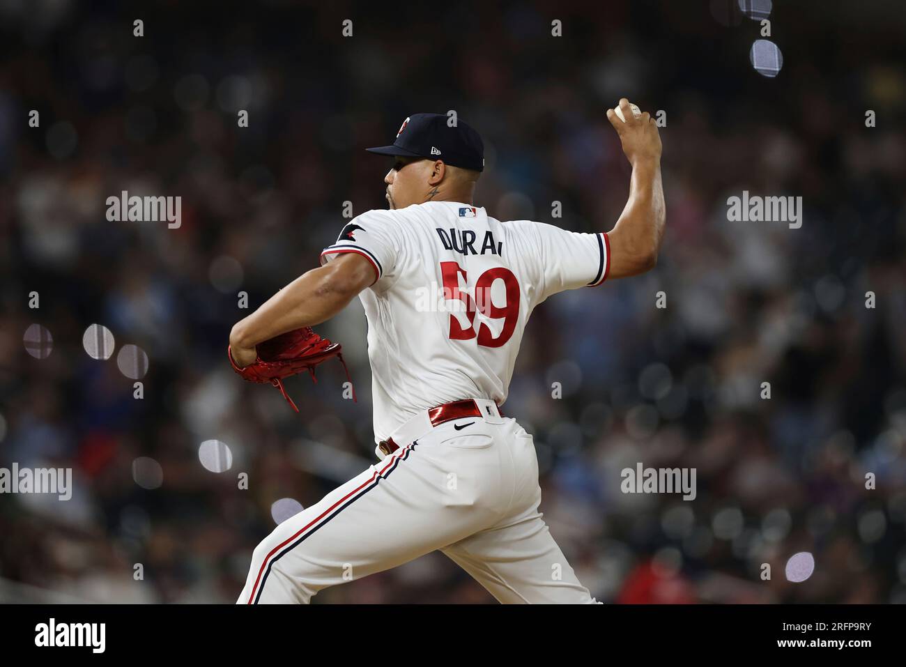 Minnesota Twins pitcher Jhoan Duran throws to an Arizona Diamondback ...