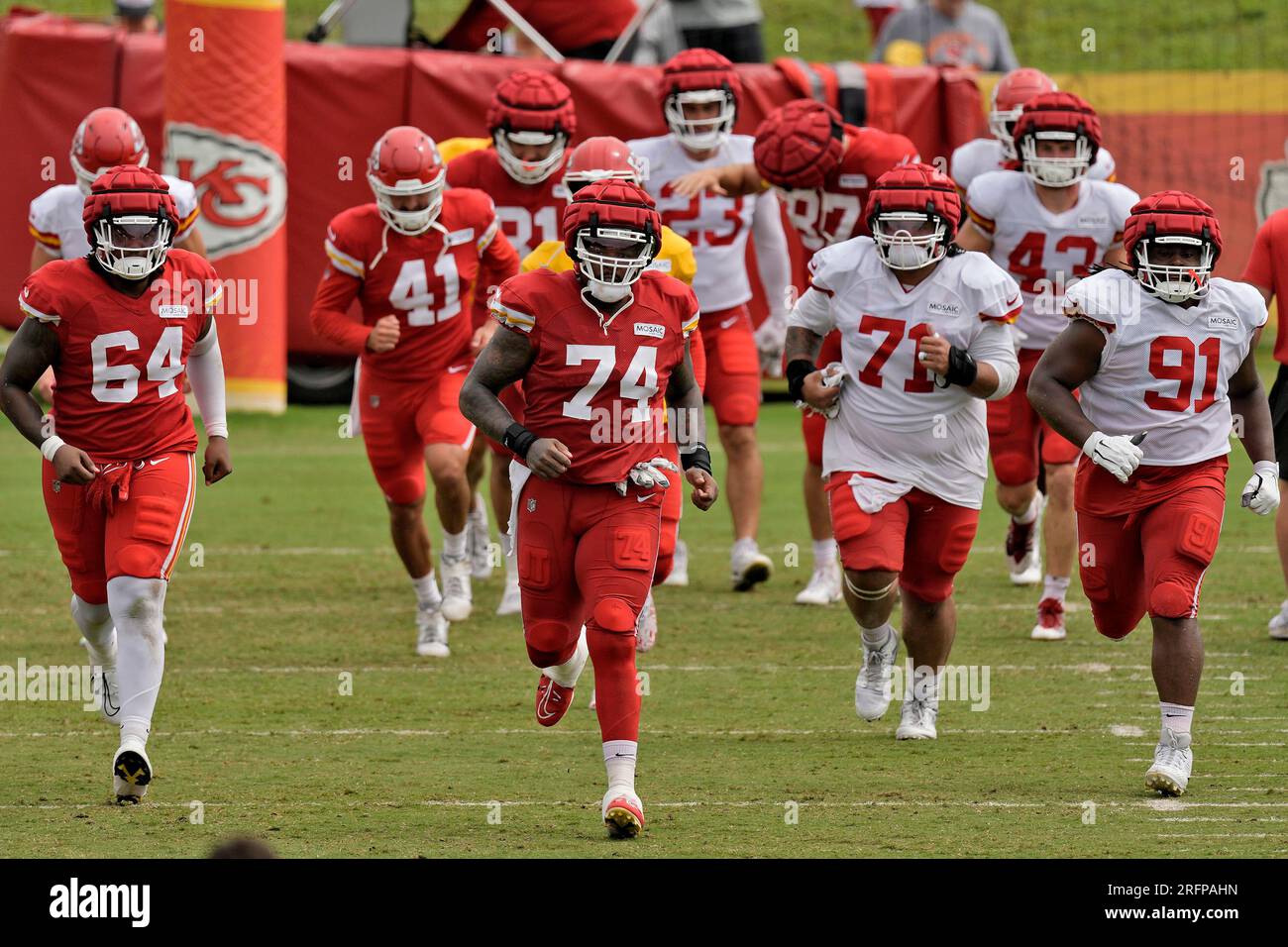 Kansas City Chiefs offensive tackle Jawaan Taylor (74) runs with ...