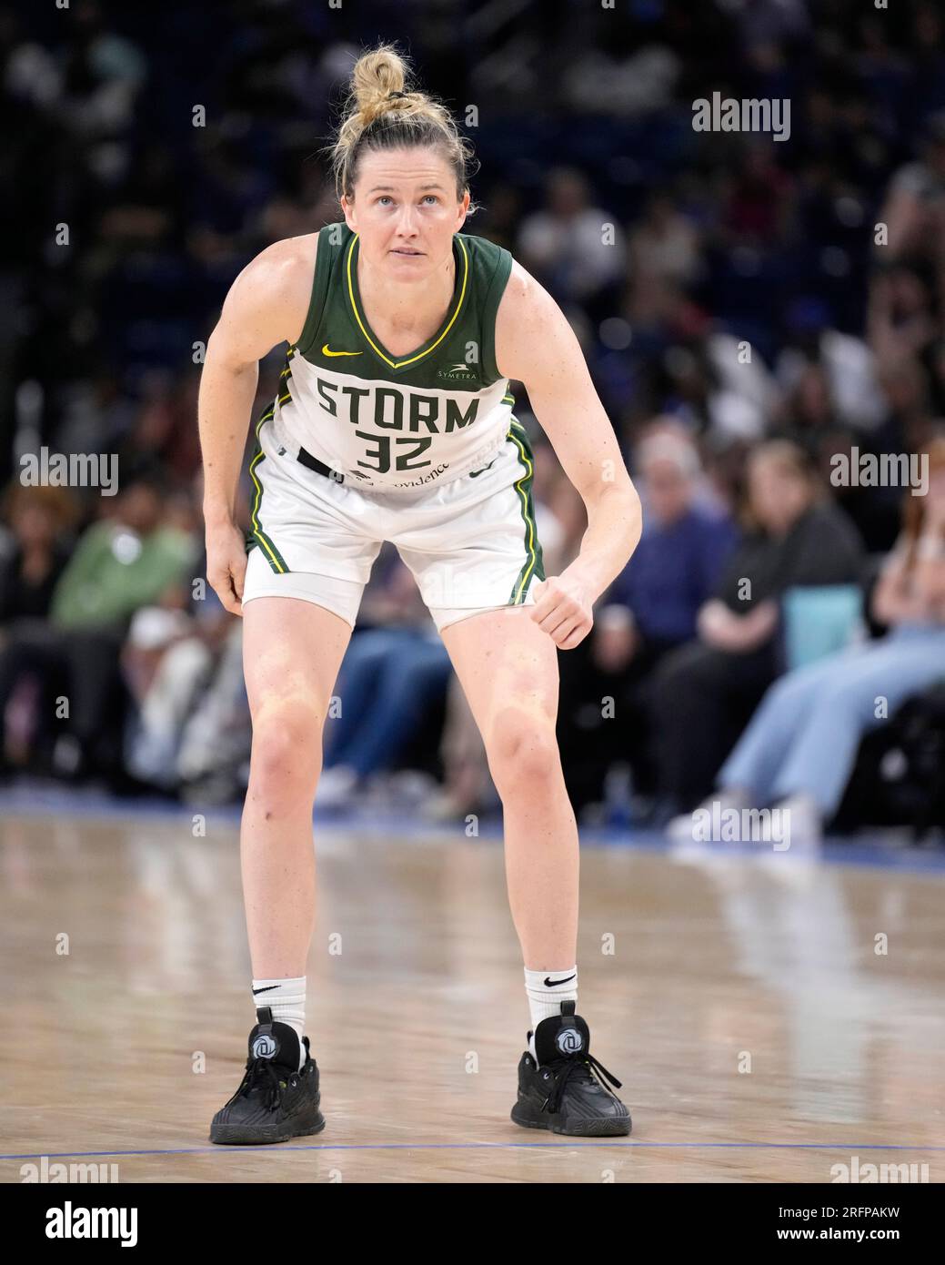 Seattle Storm's Sami Whitcomb watches a free throw during a WNBA ...