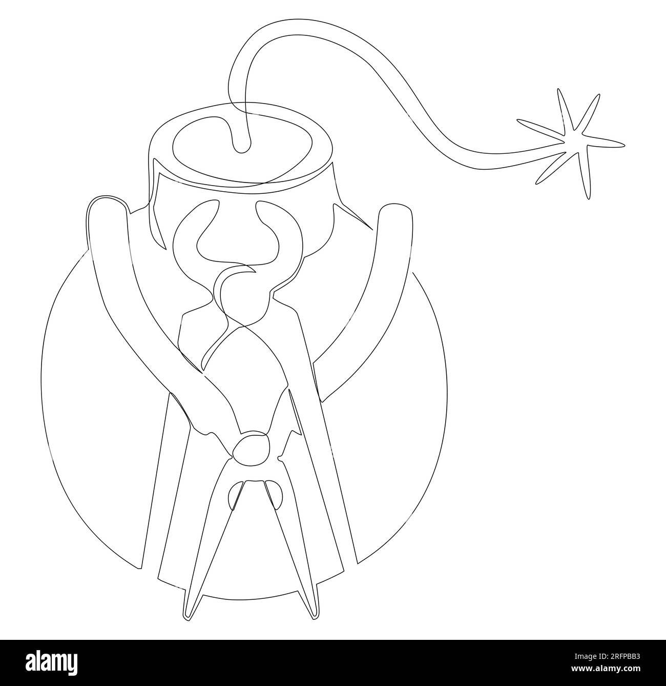 One continuous line of Bomb with Pliers. Thin Line Illustration vector ...