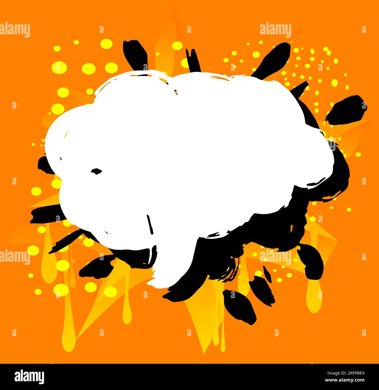 White Graffiti speech bubble on yellow and black background. Abstract ...