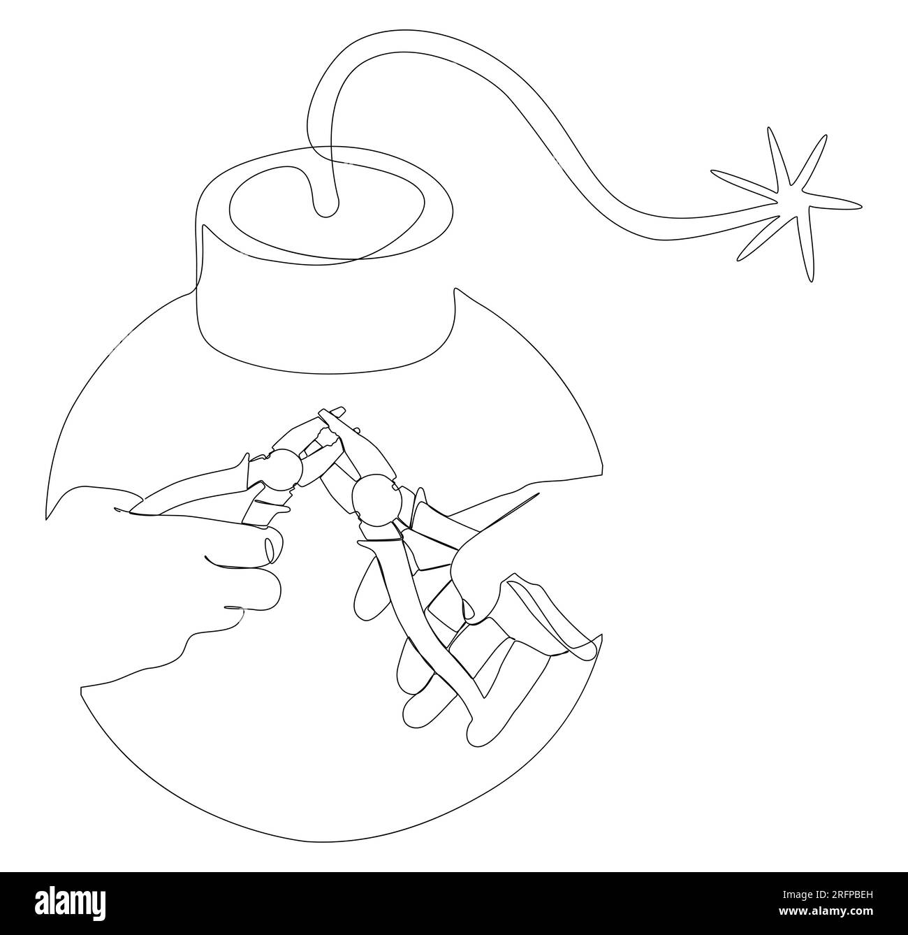 One continuous line of Bomb with Pliers. Thin Line Illustration vector ...