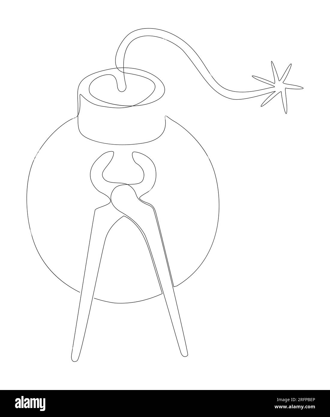 One continuous line of Bomb with Pliers. Thin Line Illustration vector ...
