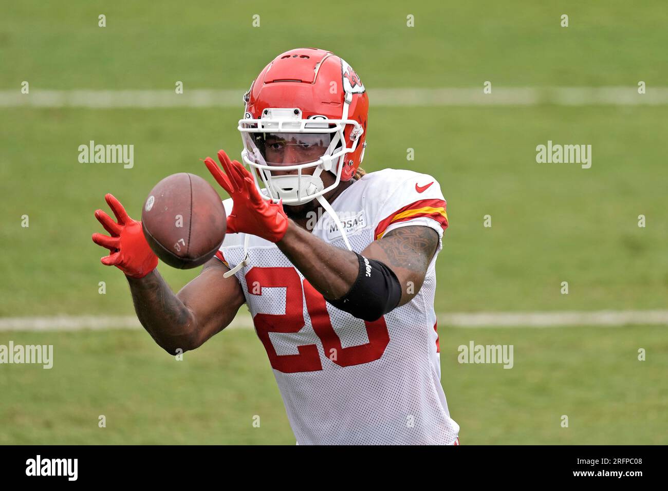 Kansas City Chiefs safety Justin Reid catches a ball during NFL ...