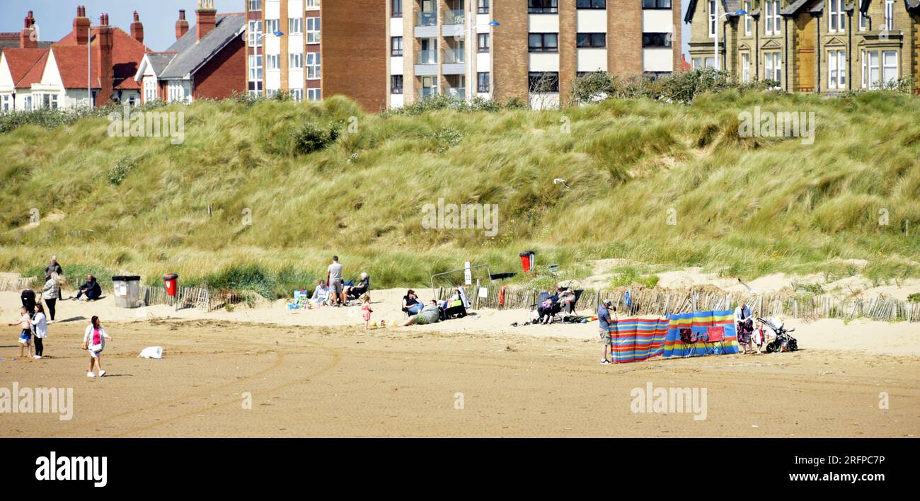 People enjoy beach activities at St Annes on Sea, Lancashire, UK Stock ...