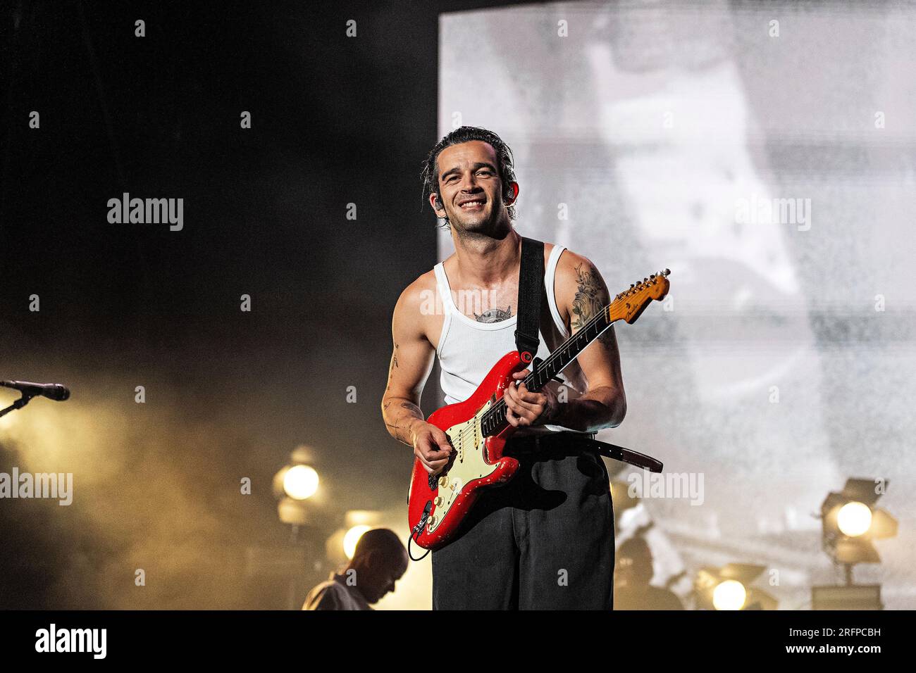 Matty Healy of The 1975 performs on day two of the Lollapalooza Music ...
