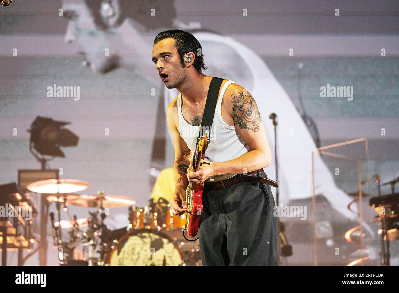 Matty Healy of The 1975 performs on day two of the Lollapalooza Music ...