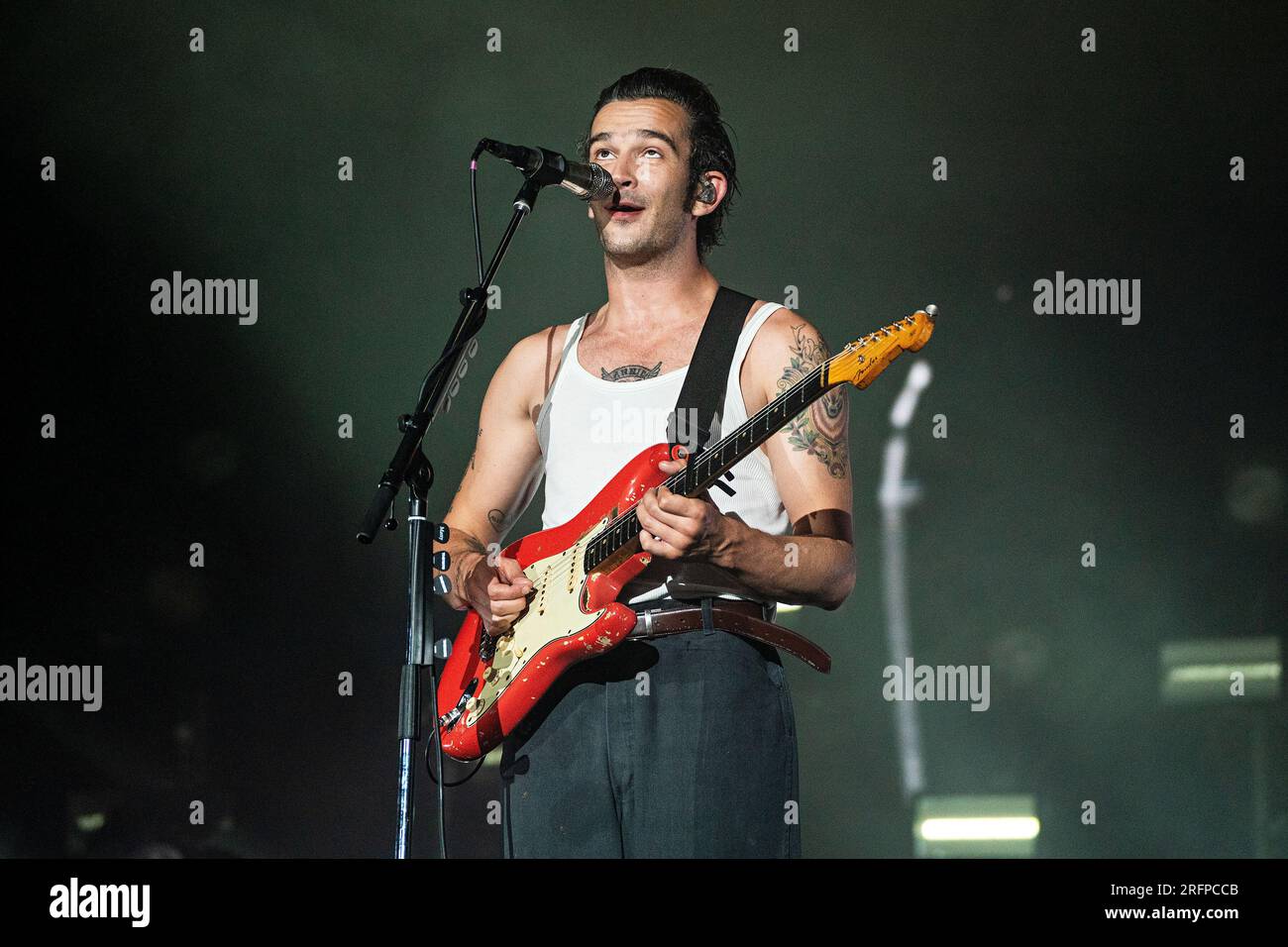 Matty Healy of The 1975 performs on day two of the Lollapalooza Music ...