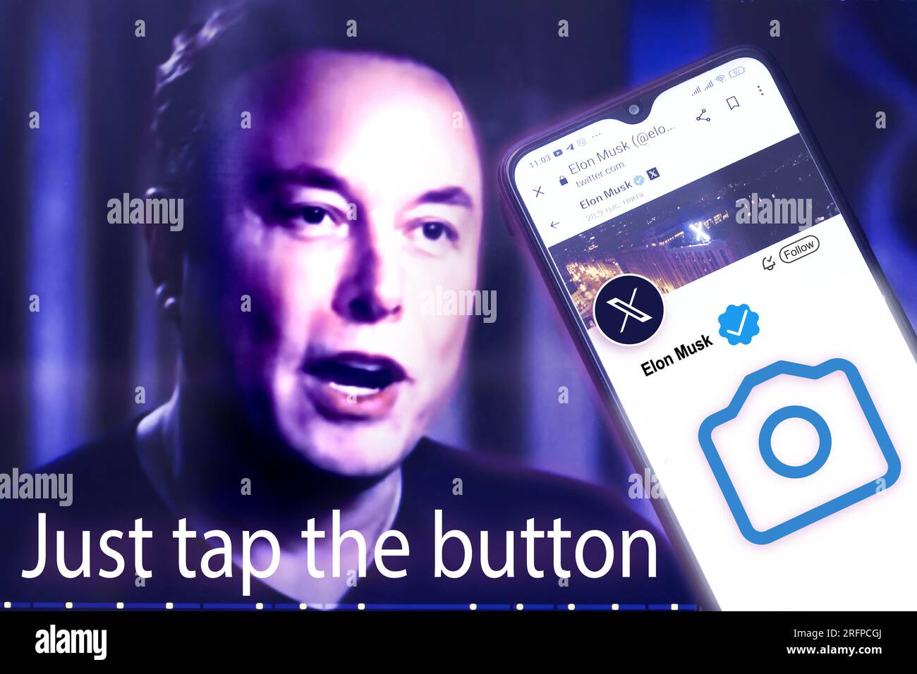Elon Musks Twitter profile on a smartphone and Elon Musk in the ...