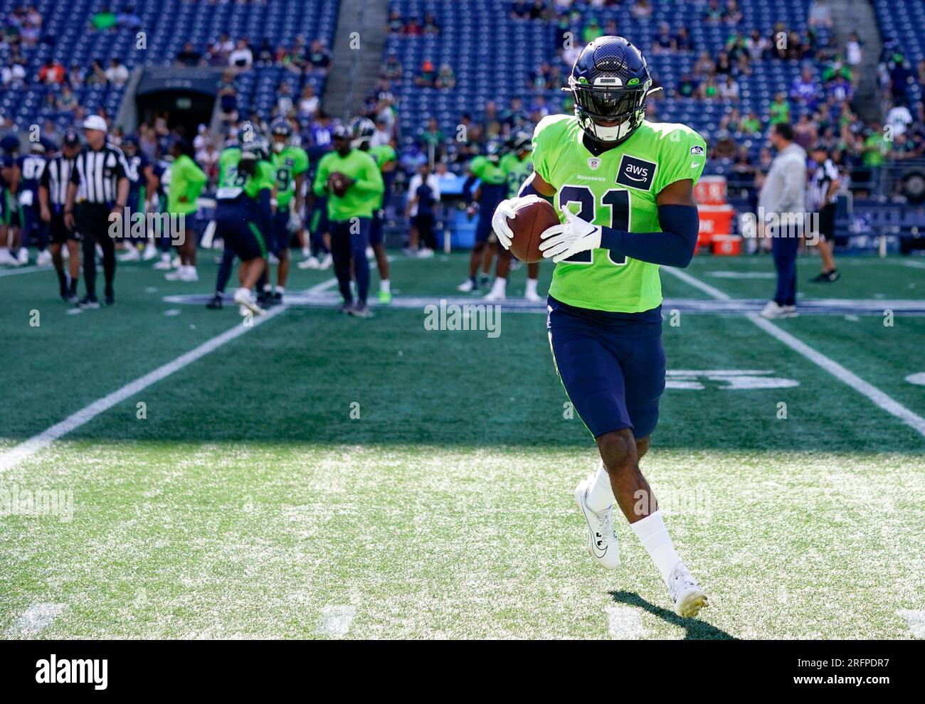 Seattle Seahawks cornerback Devon Witherspoon makes a catch during ...