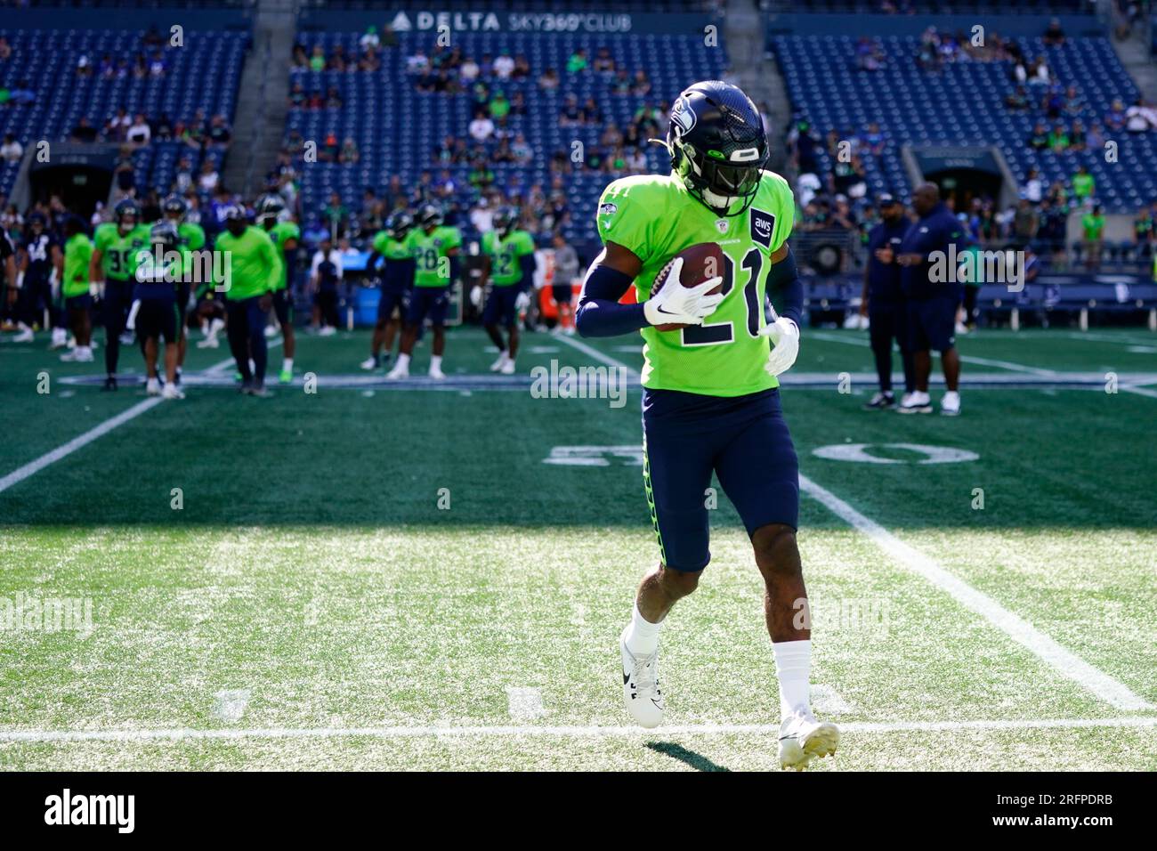Seattle Seahawks cornerback Devon Witherspoon makes a catch during ...