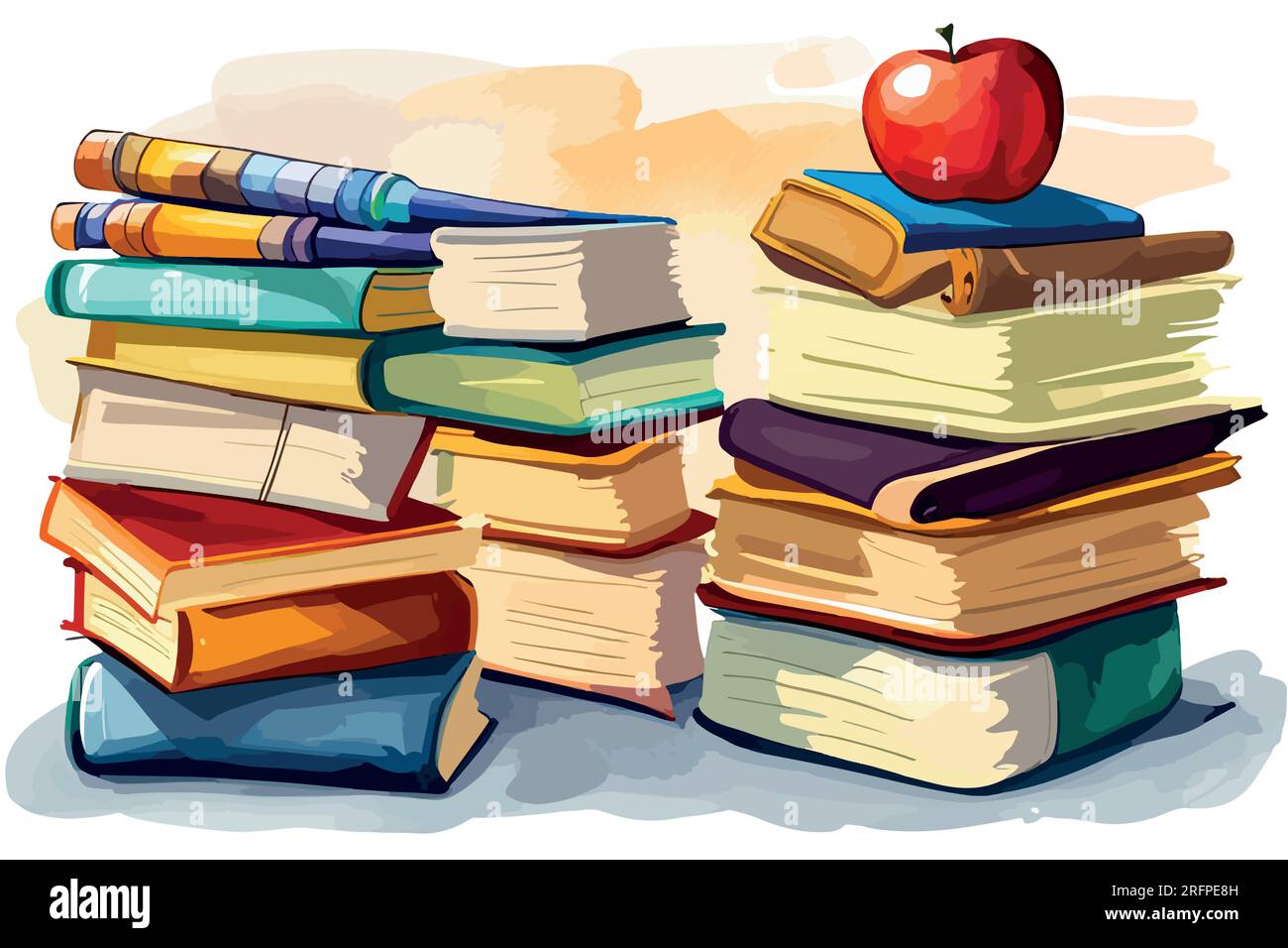 Stack Of School Books And Supplies