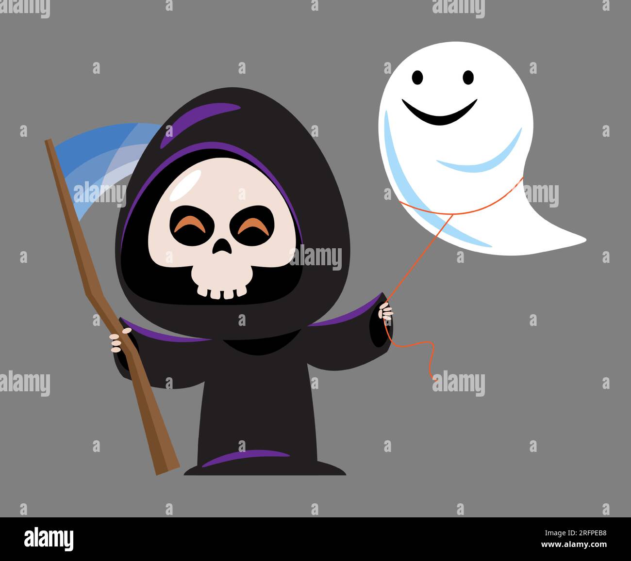 Grim reaper . Cute halloween cartoon characters . Vector Stock Vector ...