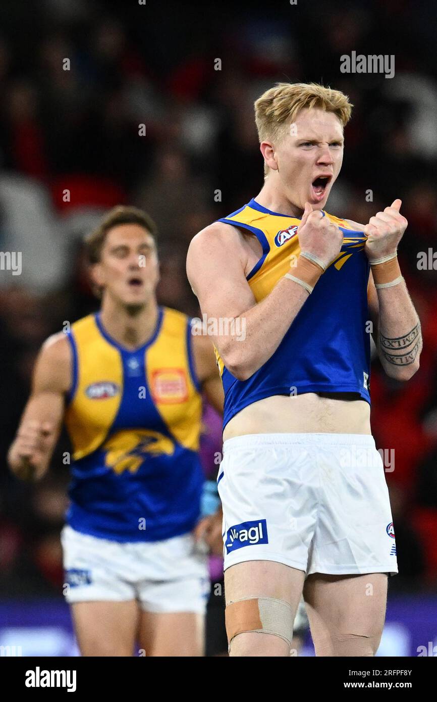 Melbourne, Australia. 05th Aug, 2023. Ryan Maric of West Coast (right ...