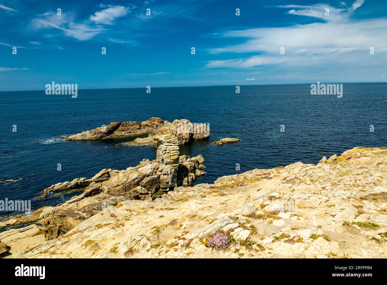 On the road on the Quiberon Peninsula along the beautiful Atlantic ...