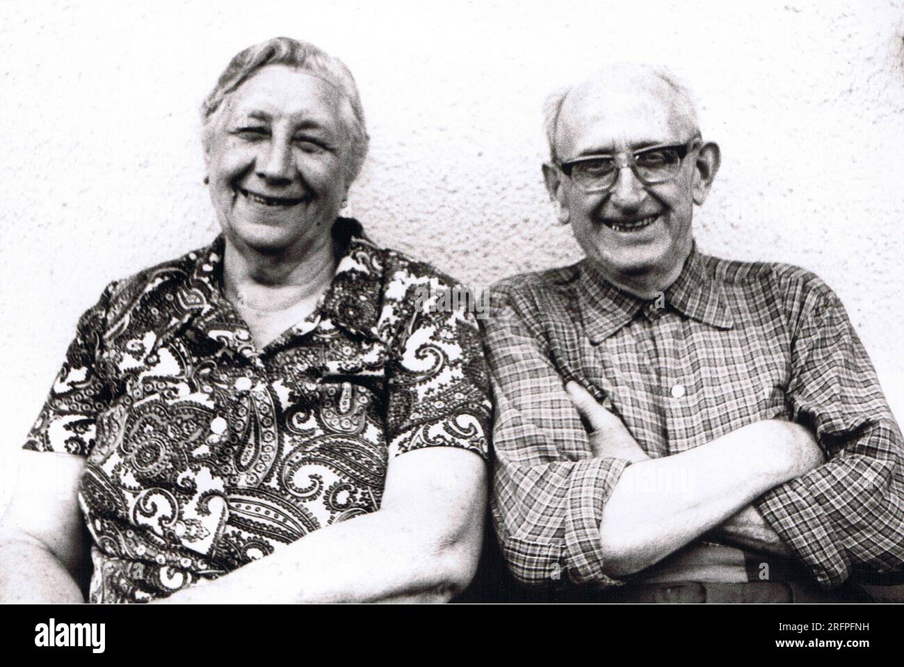 A smiling married couple from Germany, around 80 years old. The photo ...
