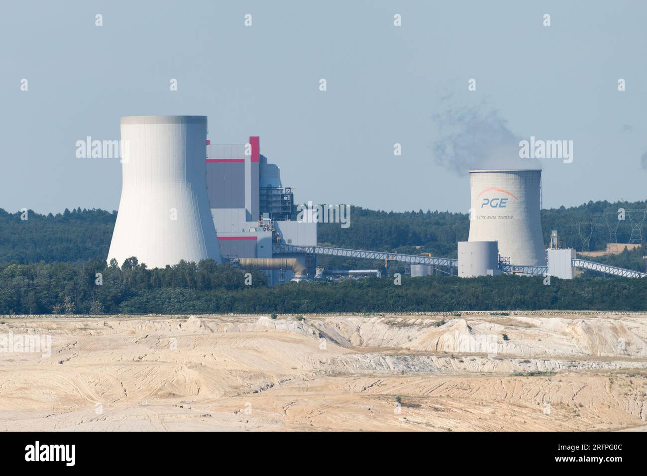 Turow open pit coal mine and coal-fired Turow Power Station in ...