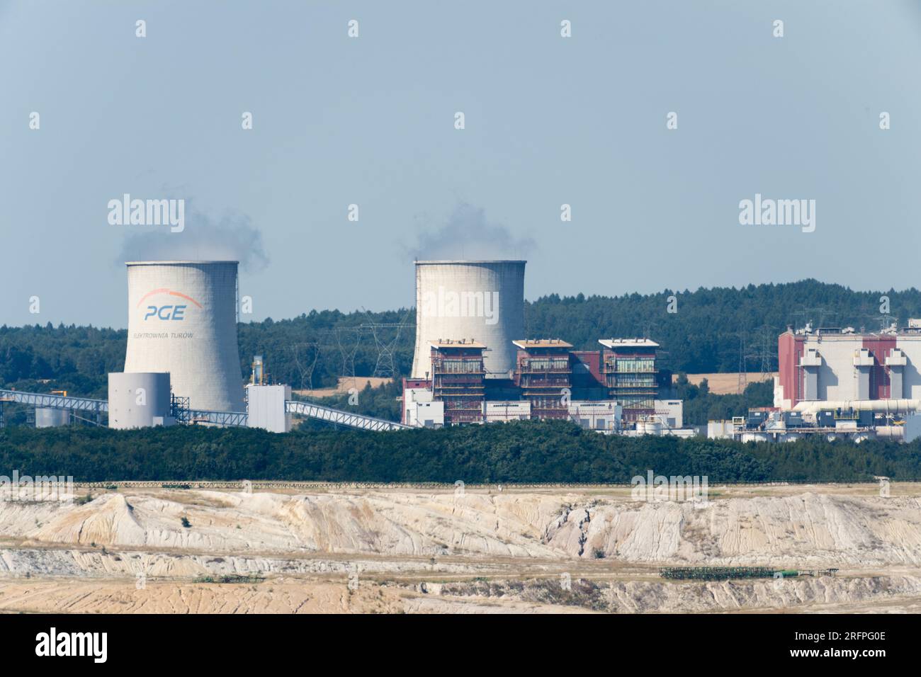 Turow open pit coal mine and coal-fired Turow Power Station in ...
