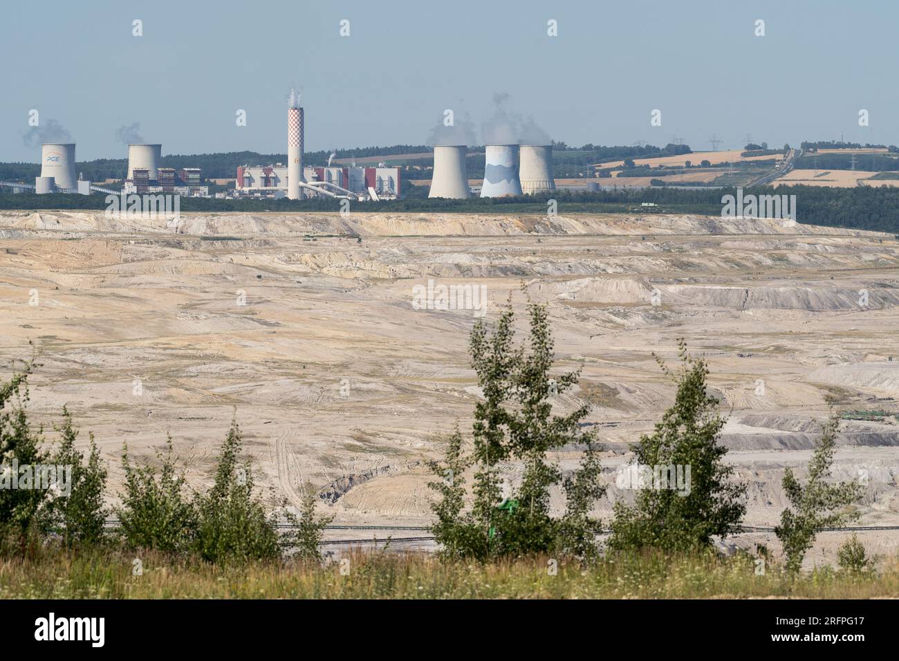 Turow open pit coal mine and coal-fired Turow Power Station in ...