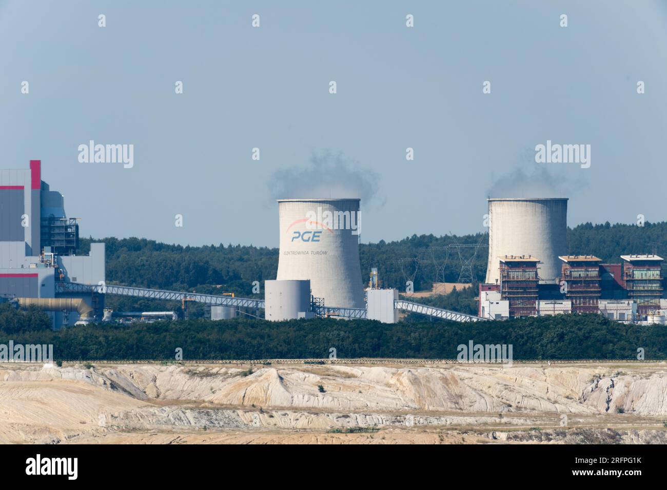 Turow open pit coal mine and coal-fired Turow Power Station in ...
