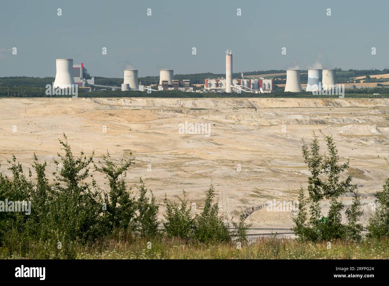 Turow open pit coal mine and coal-fired Turow Power Station in ...