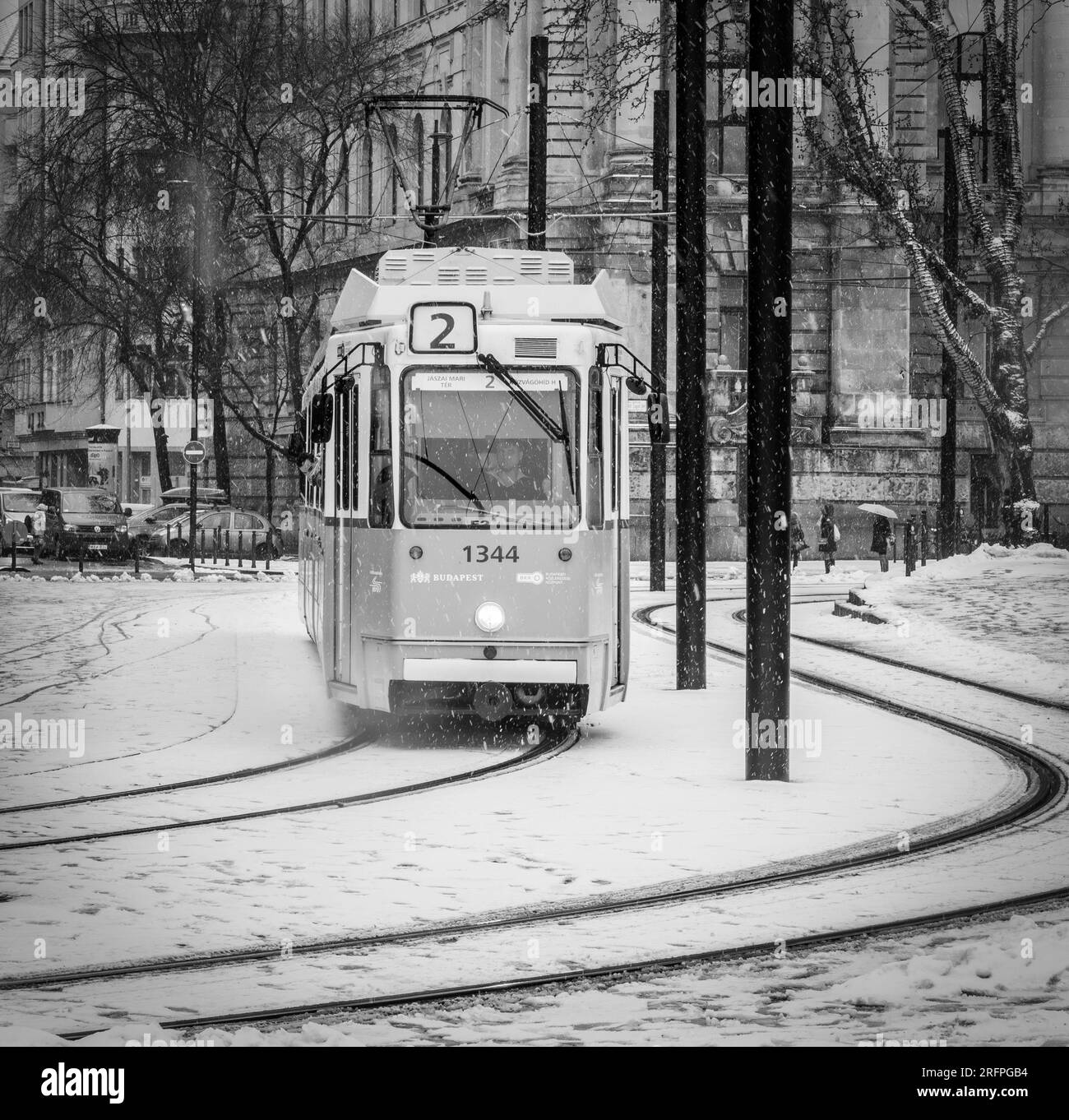 Old style vintage trams Black and White Stock Photos & Images - Alamy