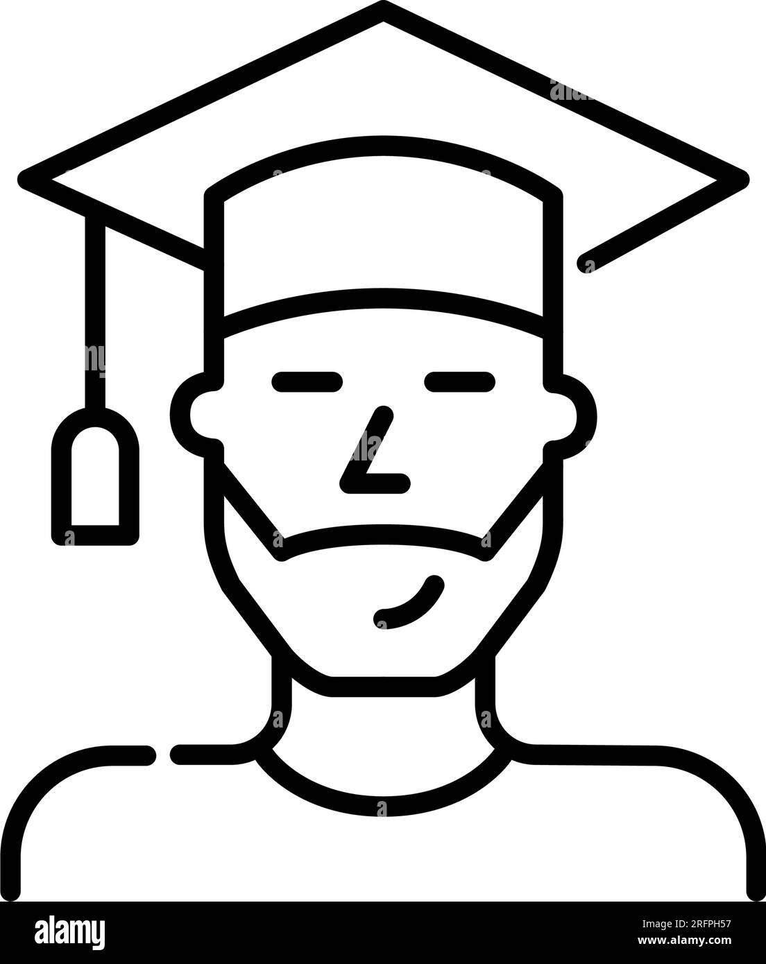 Bachelor graduate student. Smiling young man with beard wearing mortar ...